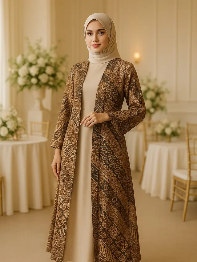 8 Model Long Dress Polos Kombinasi Outer Kimono Terbaru 2025, Tampil ...