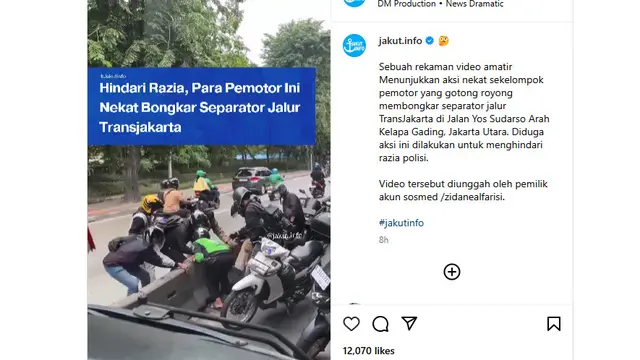 Viral Pemotor Kompak Robohkan Separator Bus Transjakarta demi Hindari Razia, Ini Kata Polisi ...
