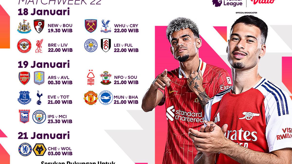 Jadwal dan Link Live Streaming Liga Inggris 2024/25 Matchweek ke 22 di Vidio - Inggris Bola.com