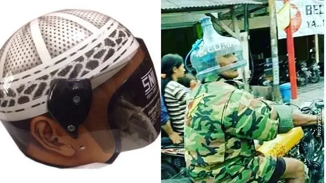 6 Modifikasi Helm Ini Bentuknya Nyeleneh Banget, Bikin Geleng Kepala - Hot Liputan6.com