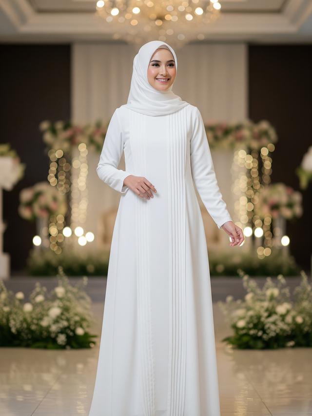 9 Model Gamis Putih Simple dan Elegan untuk Acara Syukuran, Tampil ...