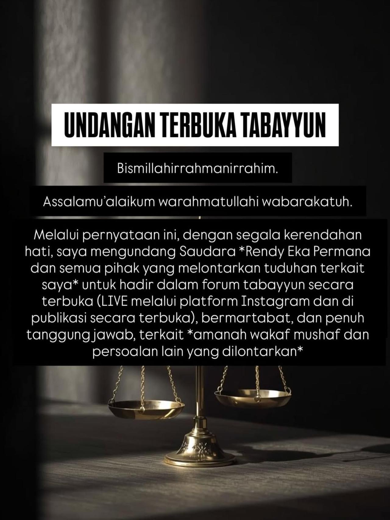 Taqy Malik Tak Terima Dituding Mark Up Wakaf Al Quran, Tantang Tabayun ...