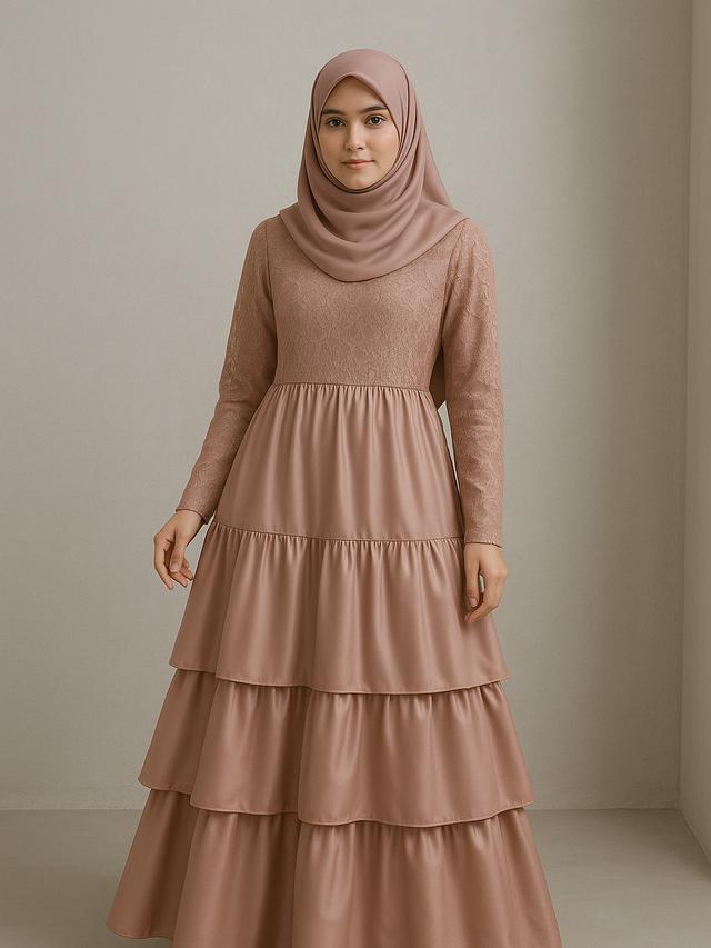 7 Model Gamis Brokat Kombinasi Satin untuk Wanita Berhijab Syar’i ...