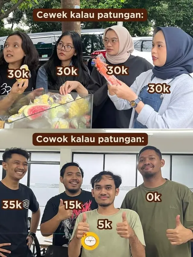 6 Meme Cowok dan Cewek ketika Patungan Ini Kocak, Bikin Angguk Setuju ...