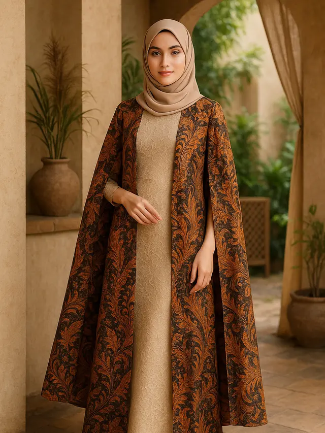 9 Model Long Dress Brokat Kombinasi Outer Batik Panjang Kekinian 2025 ...