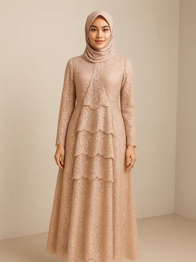 8 Model Gamis Brokat Full Layer Depan 2025, Bikin Penampilan Mewah dan ...