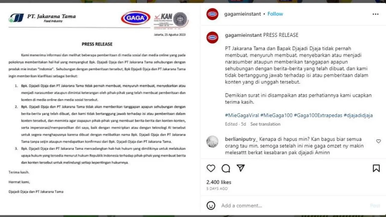 Kabar Terkini Mie Gaga yang Viral Setelah Disebut Masih Satu Saudara ...