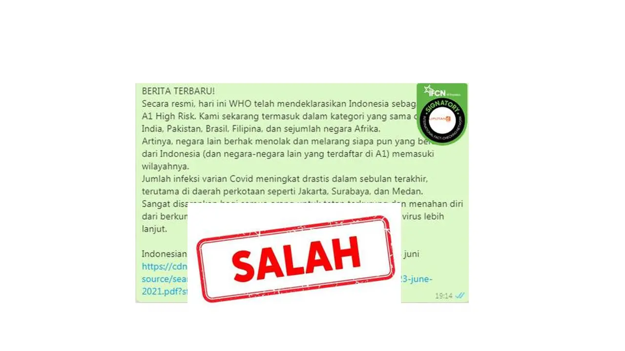 Cek Fakta: Tidak Benar WHO Tetapkan Indonesia Sebagai Negara High Risk ...
