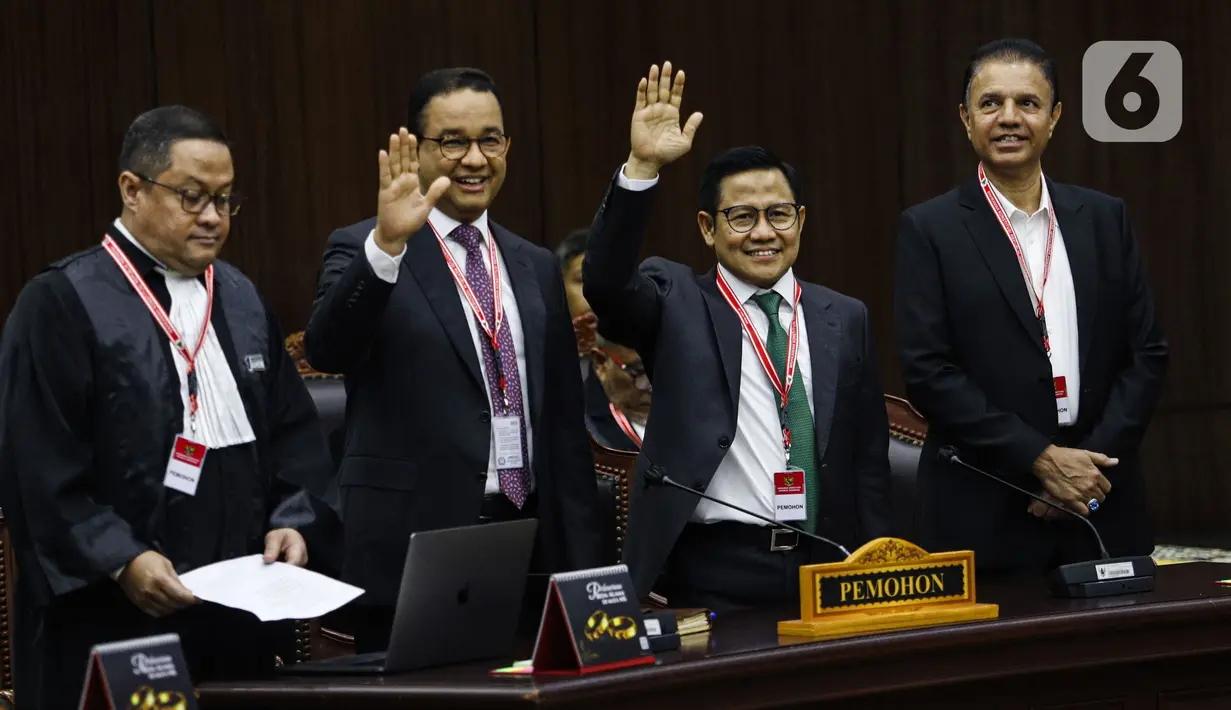 Anies-Cak Imin dan Ganjar-Mahfud Hadiri Sidang Putusan Sengketa Pilpres 2024 - Foto Liputan6.com