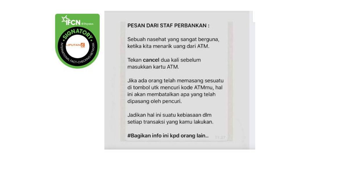 Cek Fakta: Viral di Pesan Berantai Cara Pencegahan Pencurian Pin ATM ...