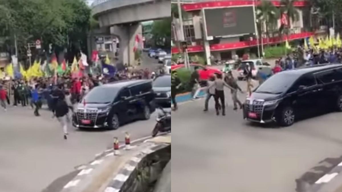 Detik-detik Mobil Wapres Ma'ruf Amin Dikejar Mahasiswa Demo Tolak ...