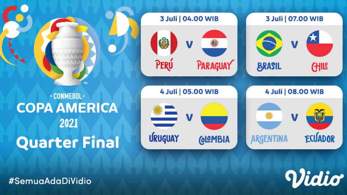 Jadwal Live Streaming 8 Besar Copa America 2021, Minggu 4 Juli di Vidio ...