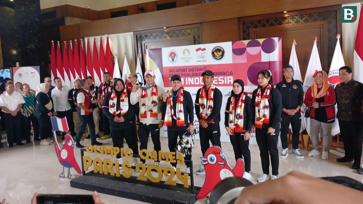 Penyambutan Atlet Peraih Emas Olimpiade 2024 di Jakarta, Menpora: Bonus untuk Rizki Juniansyah ...