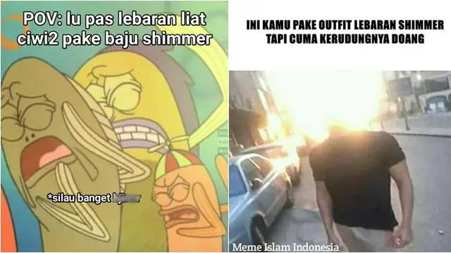 6 Meme Baju Shimmer yang Jadi Tren Lebaran 2024 Ini Kocak - Hot Liputan6.com