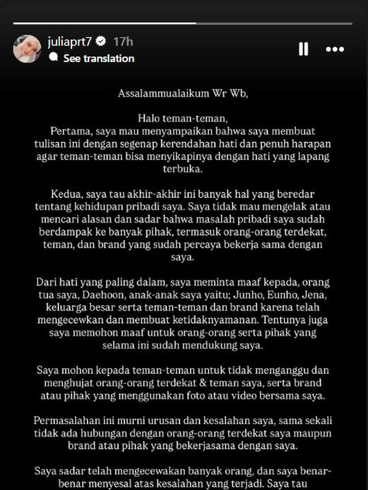 Jule atau Julia Prastini Akhirnya Buka Suara soal Isu Perselingkuhan, Minta Maaf pada Na Daehoon ...