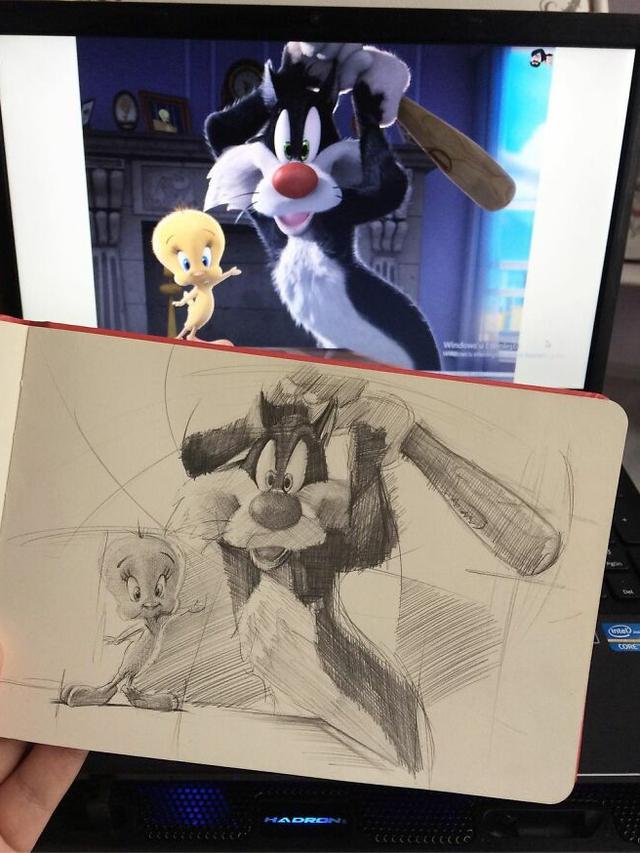 8 Lukisan Karakter Kartun Pakai Pensil Ini Mirip Gambar Aslinya ...