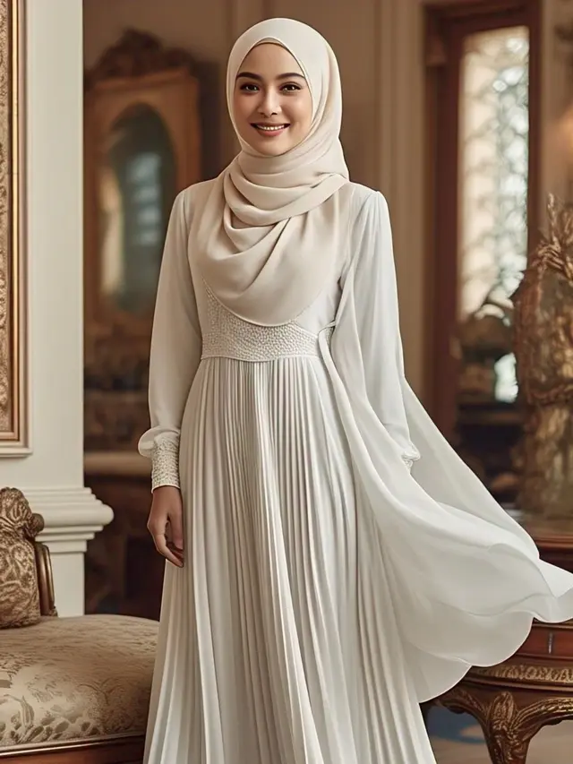 6 Model Gamis Warna Putih Paling Diminati di Tahun 2025, Simpel dan ...