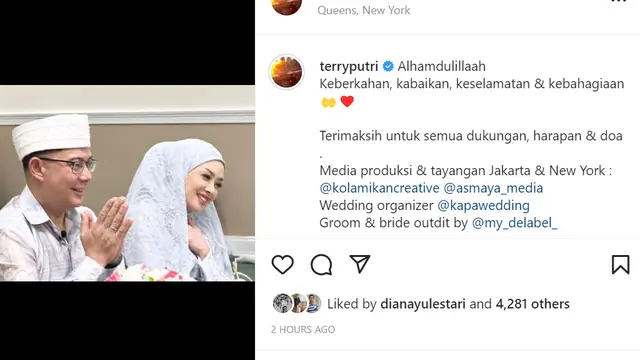 Lepas Status Janda, Terry Putri Dinikahi Derly Darmawan di New York ...