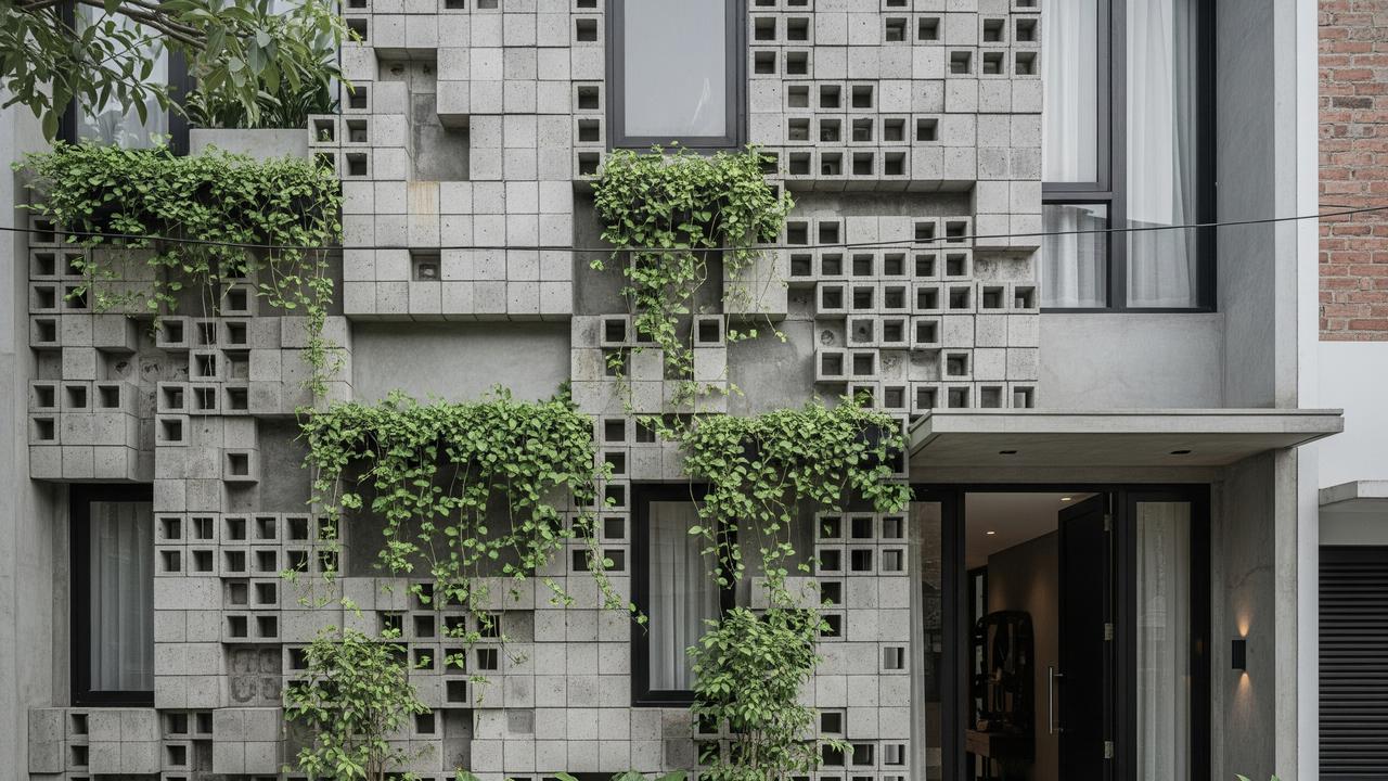 7 Gambar Tampak Depan Rumah Minimalis dengan Roster Artistik, Fasad ...