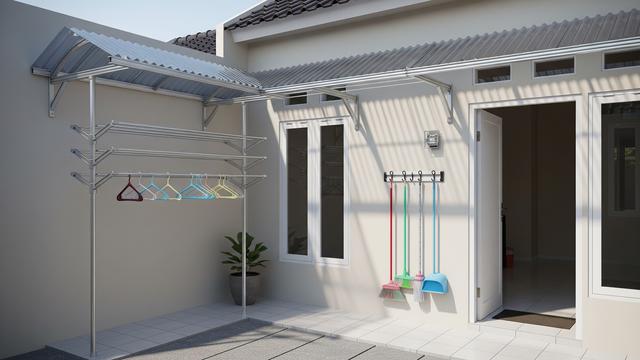 8 Contoh Gambar Jemuran Belakang Rumah Type 36 dengan Atap Transparan ...