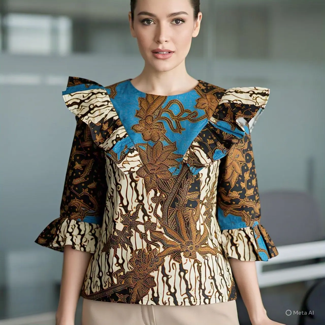 Rekomendasi 7 Model Baju Batik Atasan Wanita Kantor Elegan, Kombinasi ...