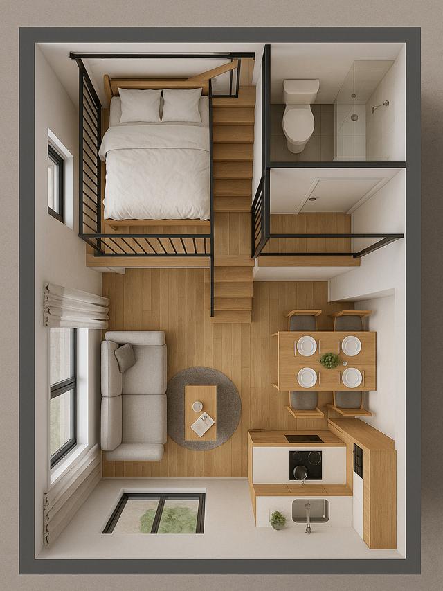 6 Inspirasi Desain Rumah 5x5 Meter dengan 1 Kamar Tidur