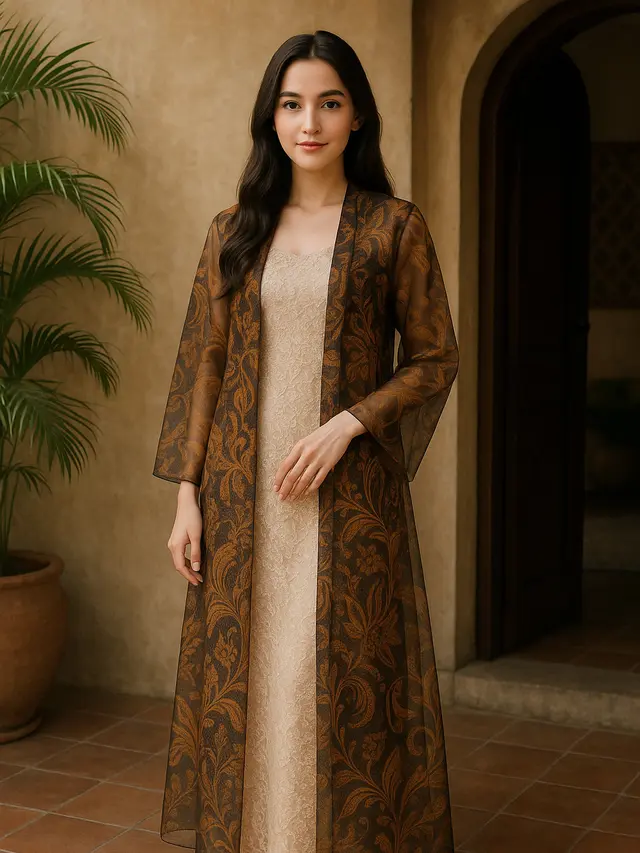 9 Model Long Dress Brokat Kombinasi Outer Batik Panjang Kekinian 2025 ...