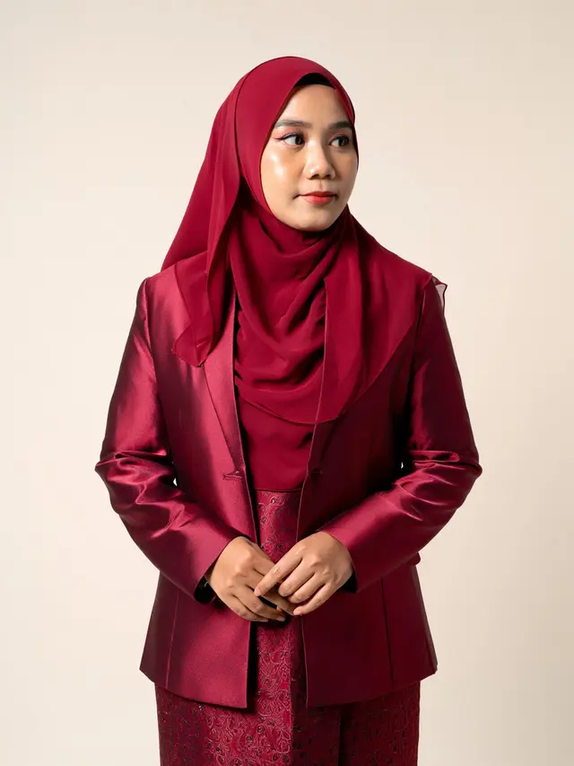 7 Model Gamis Brokat Maroon dengan Aksen Blazer Muslimah Simple 2025 ...