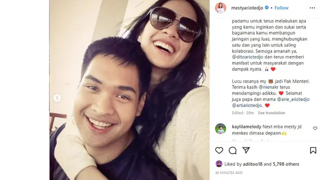 Ungkapan Menggemaskan Mesty Ariotedjo untuk Menpora Dito Ariotedjo - Health Liputan6.com