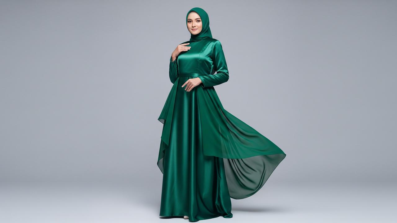 10 Pilihan Gamis Satin Polos Kombinasi Chiffon Elegan, Bikin Penampilan ...