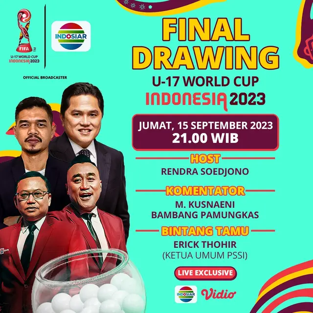 Link Live Streaming Final Drawing Piala Dunia U-17 2023 di Vidio, Siapa Lawan Timnas Indonesia ...