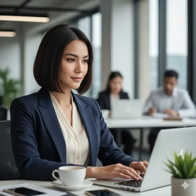 Inspirasi 9 Model Rambut Lurus Rapi untuk Ibu-Ibu Kantoran, Tampil ...