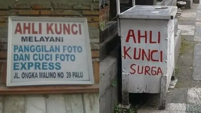 6 Tulisan Nyeleneh di Gerobak Tukang Kunci Ini Bikin Geleng Kepala - Hot Liputan6.com