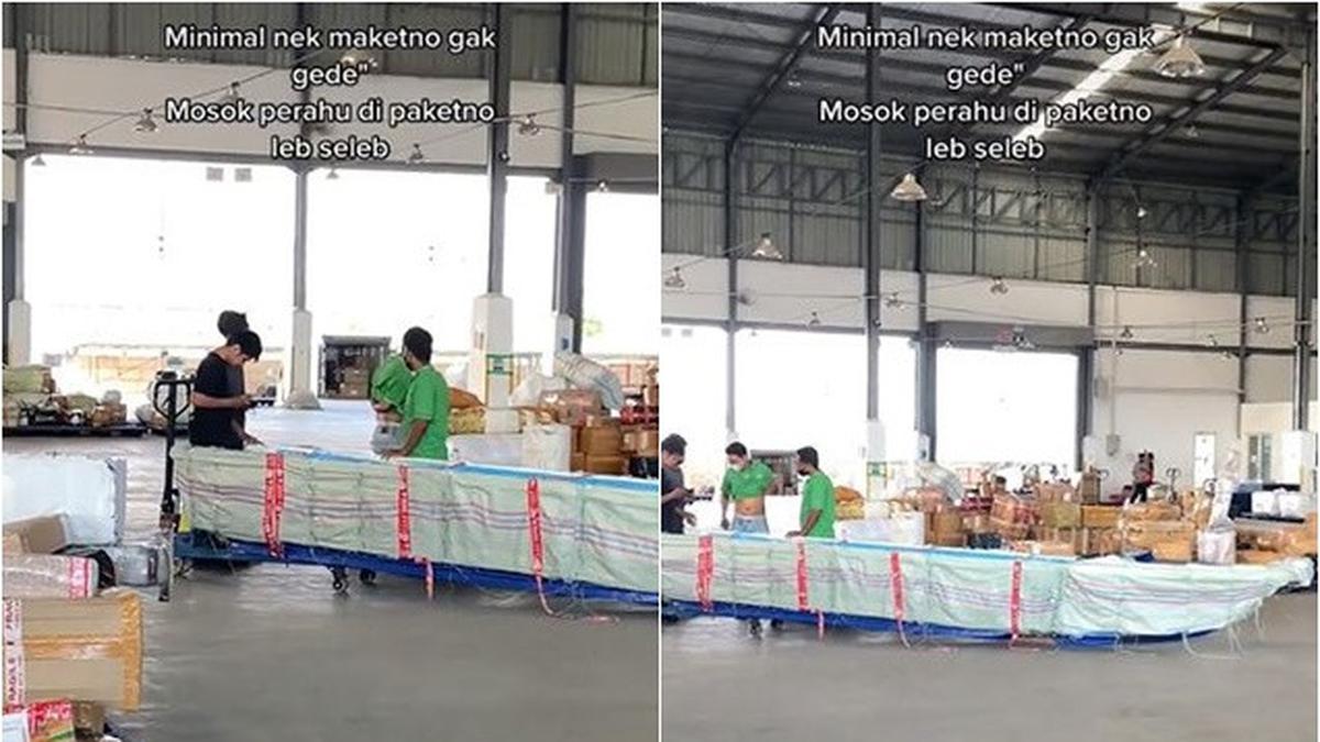 Viral Paket Super Besar Berisi Perahu, Bikin Warganet Heran