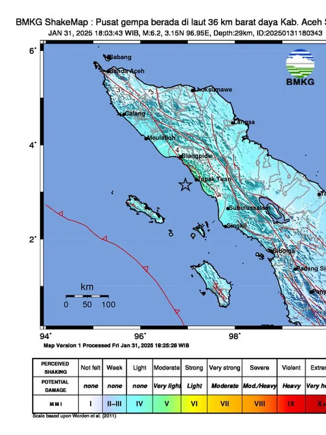 Gempa Magnitudo 6,2 Guncang Aceh Selatan, Tak Berpotensi Tsunami - News Liputan6.com