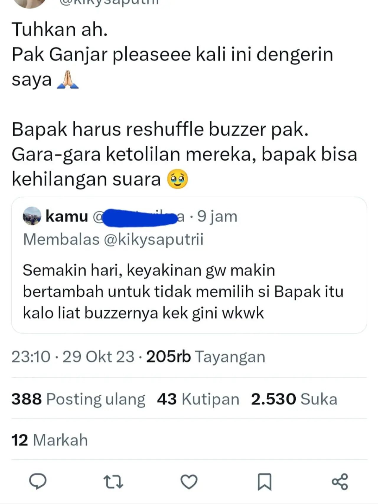 3 Kali Kiky Saputri Minta Ganjar Pranowo Reshuffle Buzzer: Pak, Please Kali Ini Dengerin Saya ...