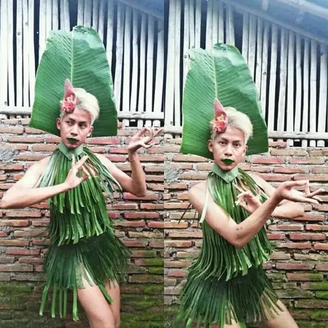 6 Outfit Absurd Pakai Daun Pisang Ini Kelewat Kreatif, Kocak Maksimal - Hot Liputan6.com