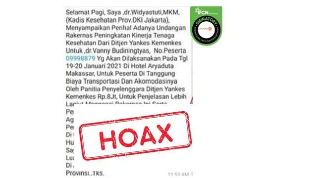 Cek Fakta: Hoaks Undangan Rakernas Catut Nama Dinkes DKI Jakarta - Cek Fakta Liputan6.com