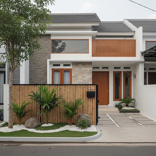 9 Ide Pagar Bambu dengan Taman dan Jalan Setapak Batu Alam, Estetika ...