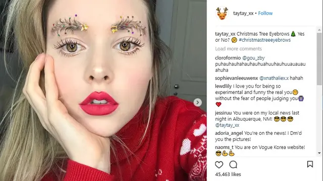 Unik, Gaya Alis yang Terinspirasi dari Pohon Natal - Lifestyle Liputan6.com