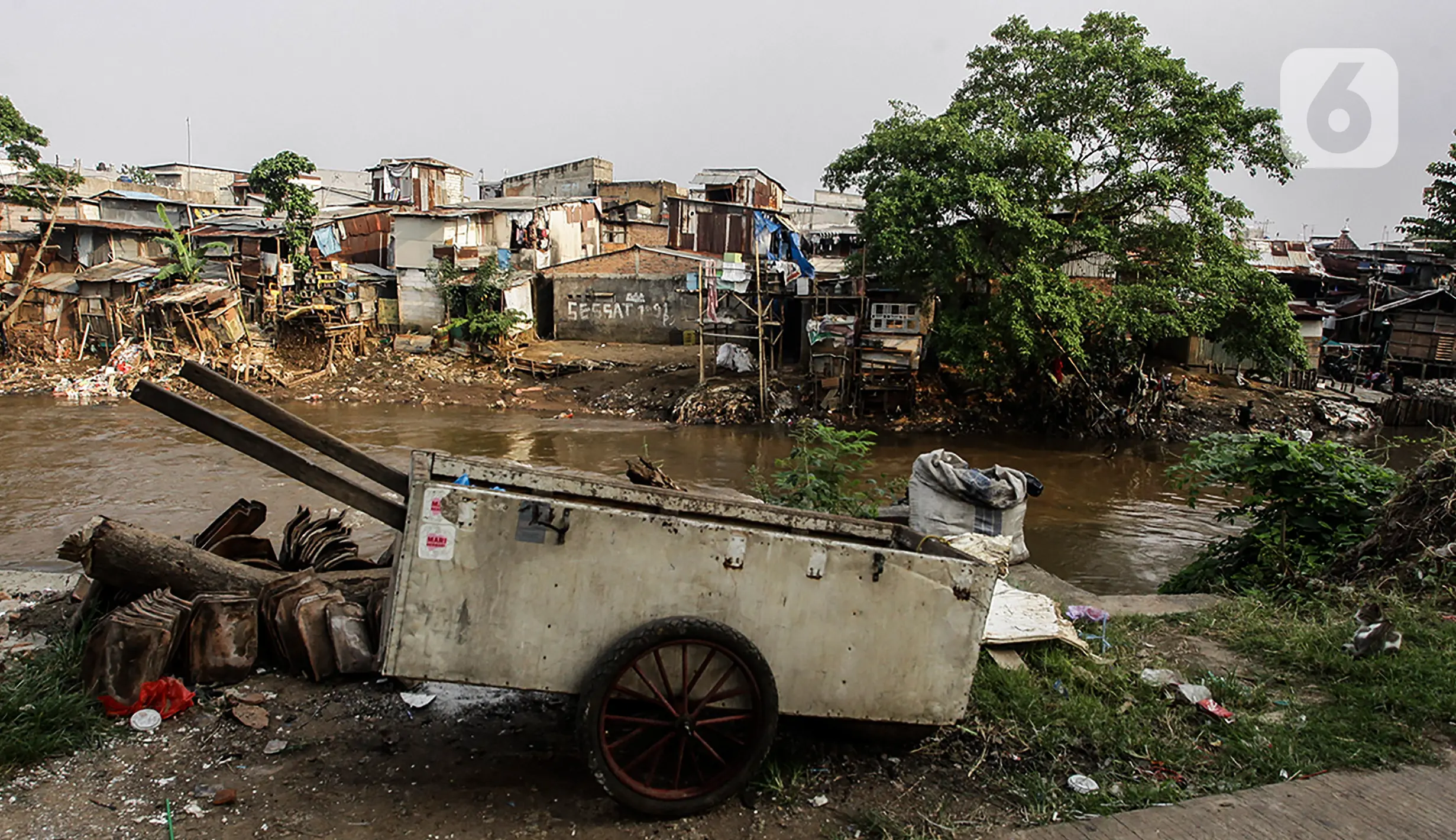Normalisasi Sungai Ciliwung Terhambat Pembebasan Lahan - Foto Liputan6.com