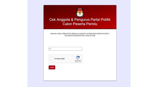 Situs Info Pemilu KPU Cari NIK Terdaftar Parpol, Pastikan Data Anda Tidak Dicatut - Hot Liputan6.com