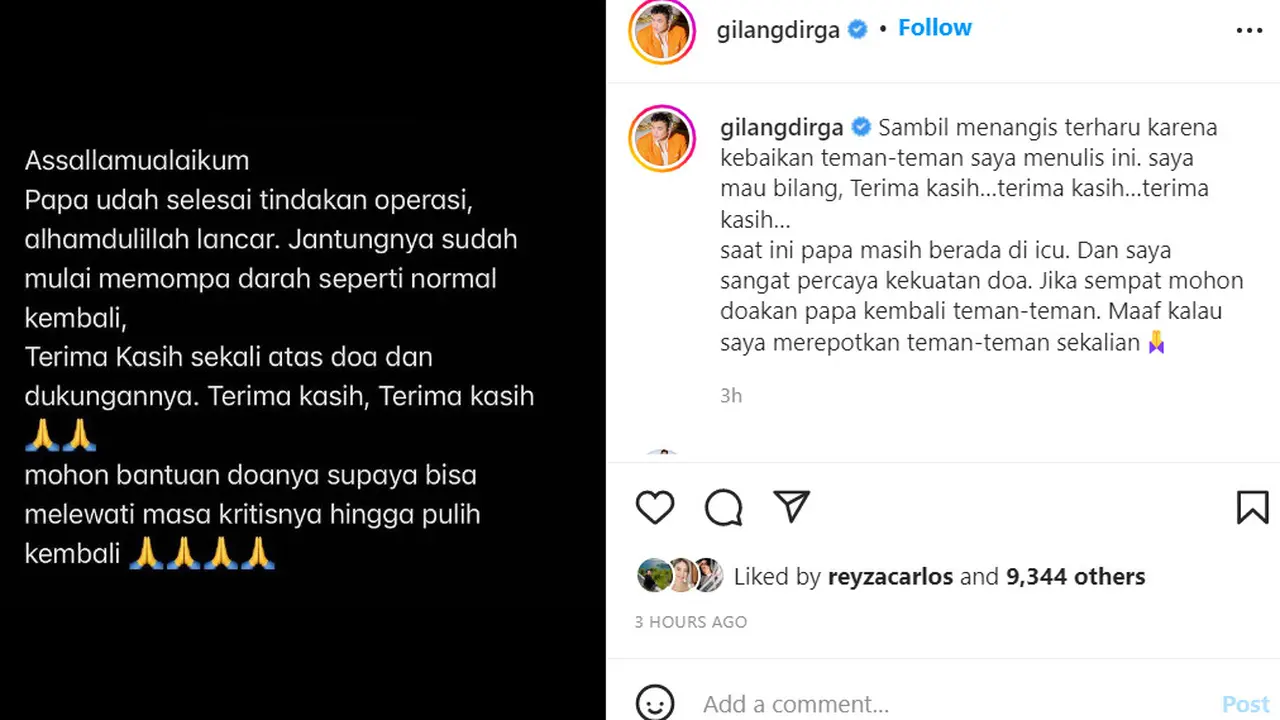 Ayah Gilang Dirga Sempat Kritis, Begini Kondisi Terkininya - ShowBiz ...