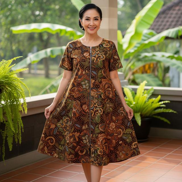 9 Model Baju Batik Tunik Resleting Depan untuk Wanita 50 Tahun, Nyaman ...
