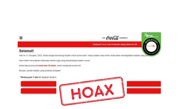 Cek Fakta: Hoaks Pesan Berantai Coca-Cola Adakan Survei Berhadiah - Cek ...