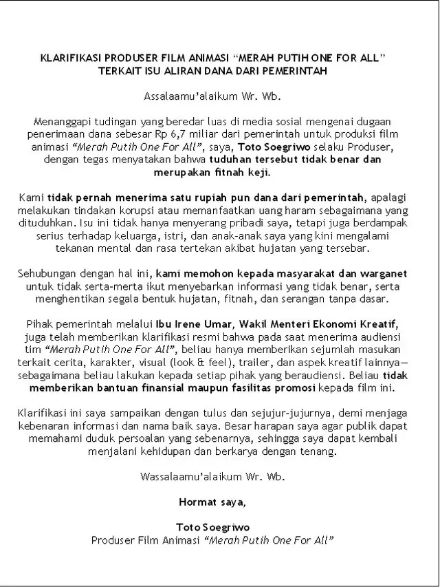Produser Film Merah Putih Bantah Biaya Produksi Pakai Uang Haram, Akui ...