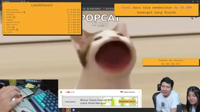 Windah Basudara Main Popcat di Live Streaming Charity buat Kurnia Meiga, Begini Cara Mainnya ...