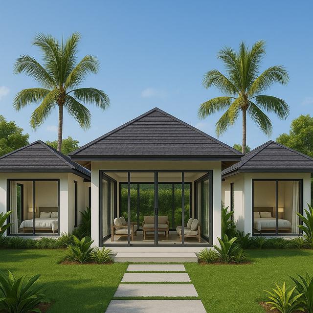 6 Model Rumah Gaya Tropis Minimalis 1 Lantai dengan Jendela Besar ...