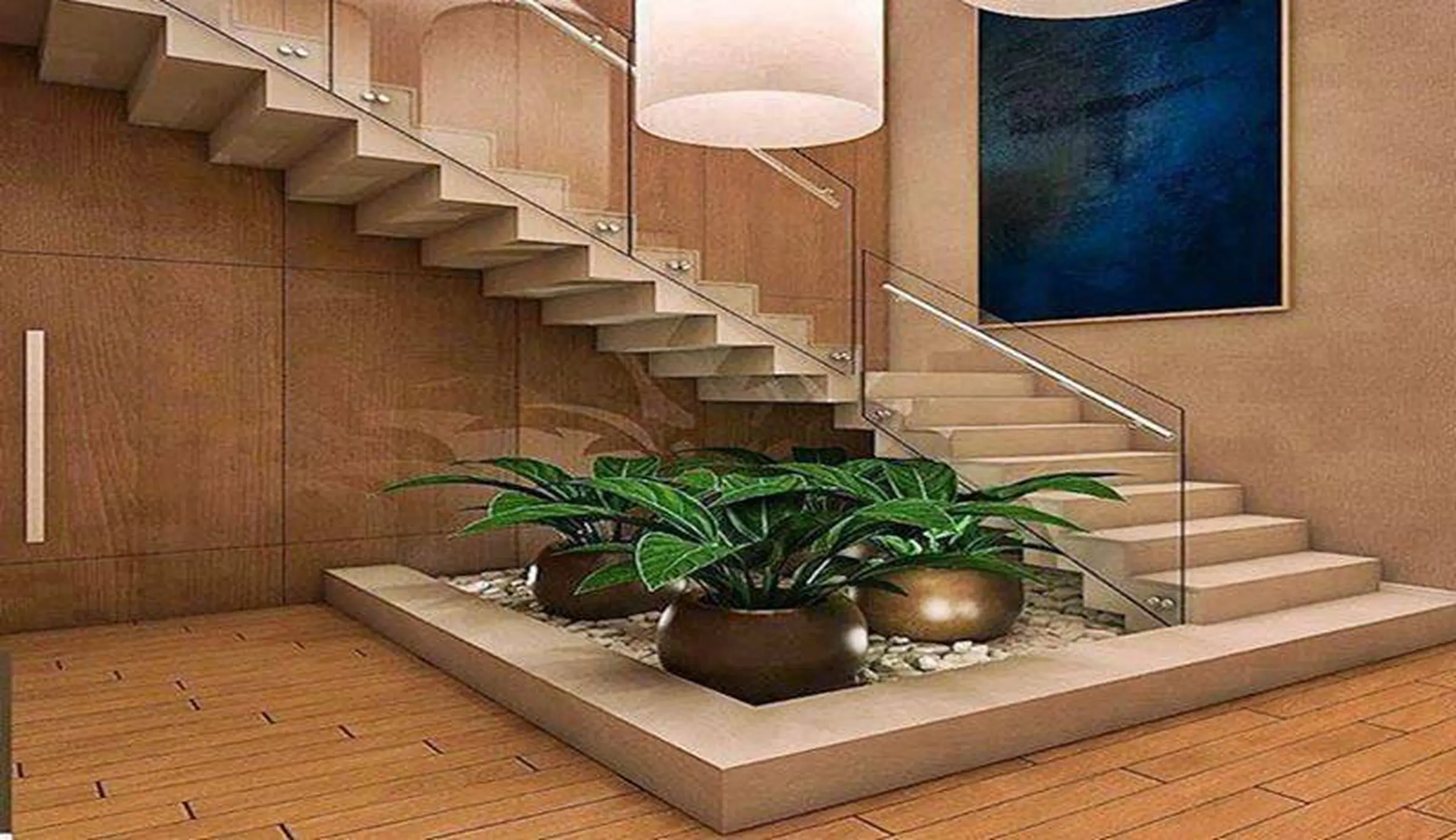 Inspirasi Tangga Minimalis Berhiaskan Taman Mini Keren Banget