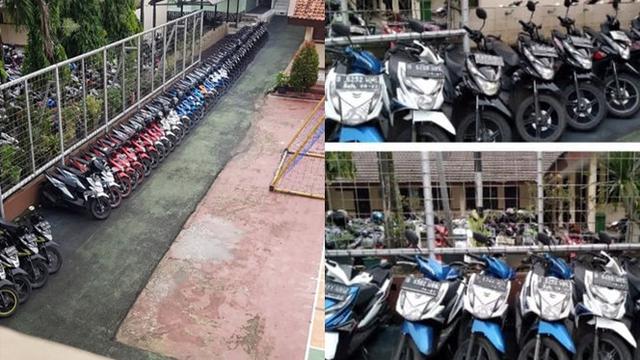 Satpam Sekolah Ini Menata Parkir Motor Sesuai Merek dan Warnanya, Niat ...